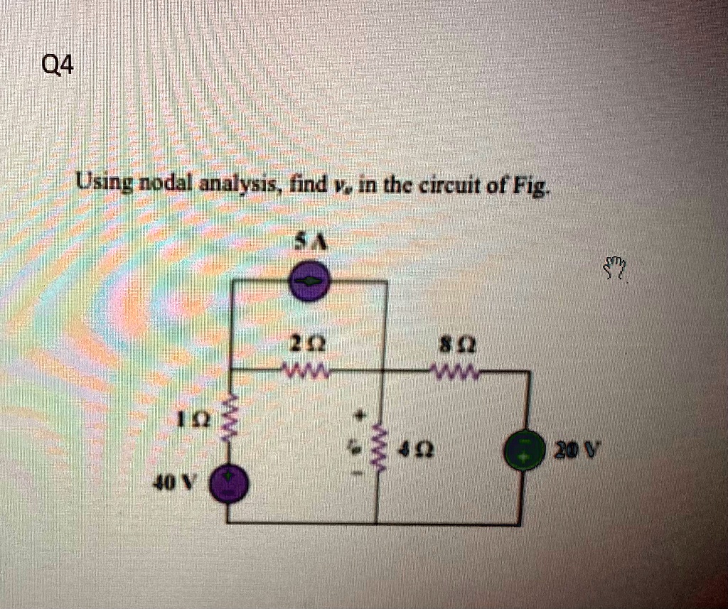 SOLVED: Q4 Using nodal analysis,find v.in thc circuit of Fig 292 WM 10 Ur 20V 40V