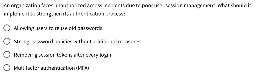 An organization faces unauthorized access incidents due to...