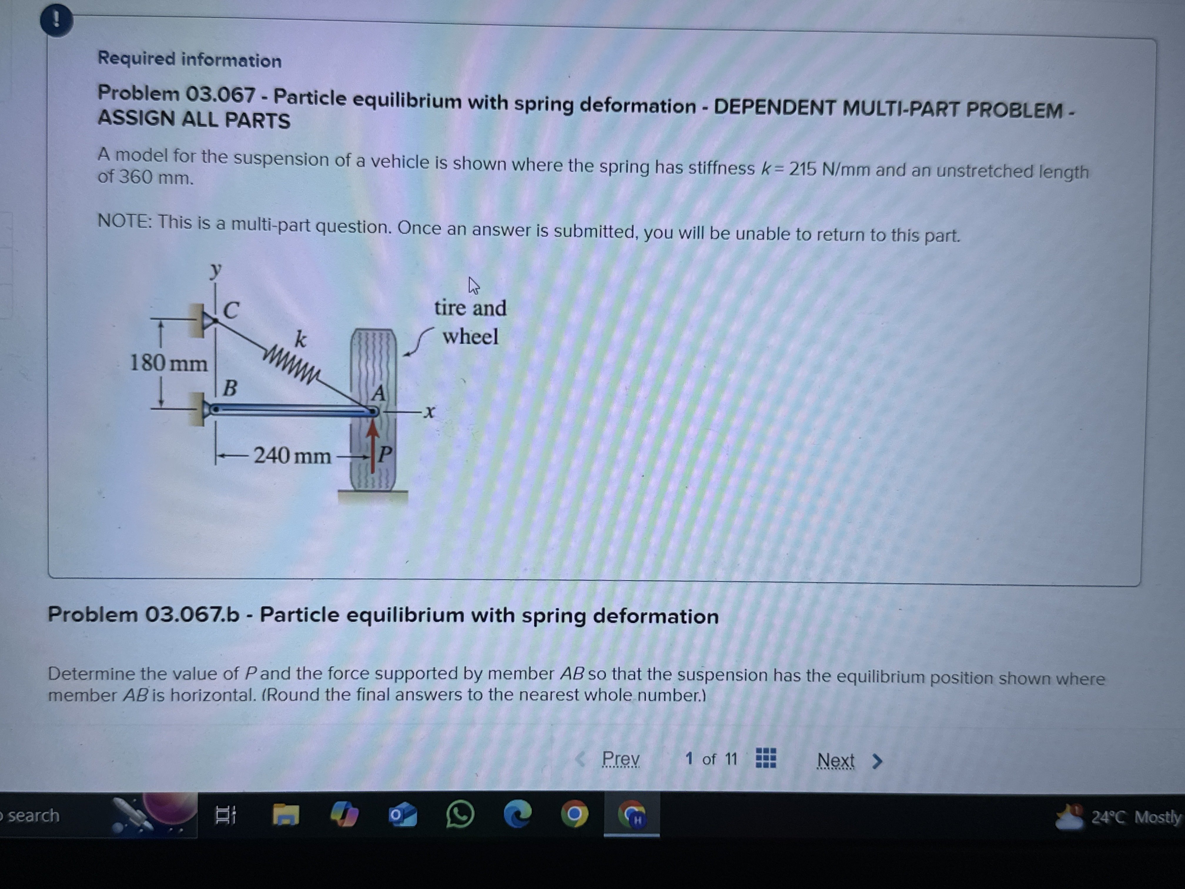 ! Required information Problem 03.067 - Particle equilibrium with spring deformation - DEPENDENT ...