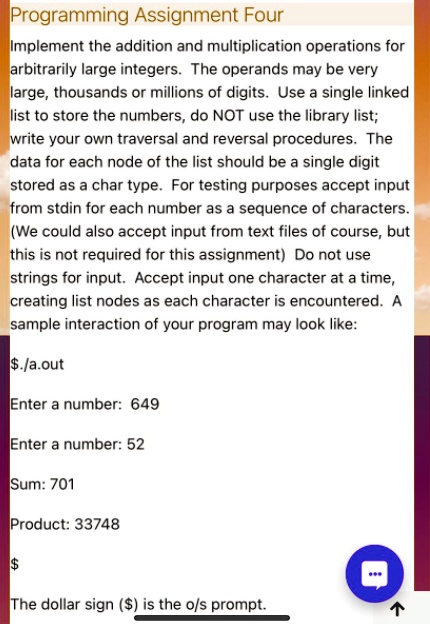 code in cpp programming assignment four implement the addition and ...