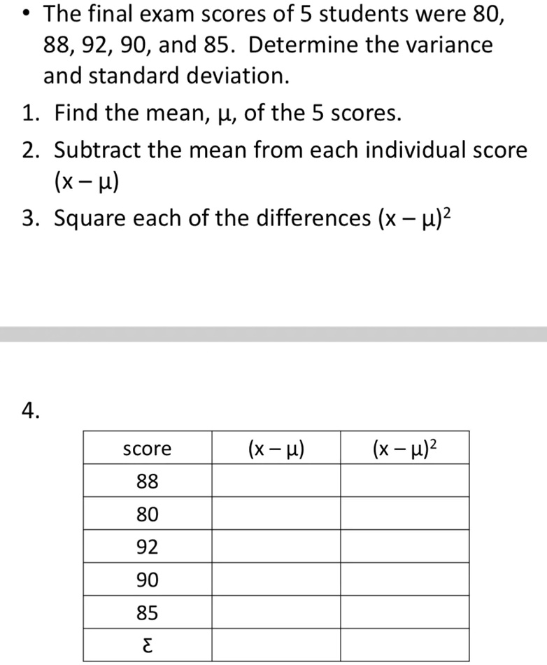 The final exam scores of 5 students were 80, 88, 92, 90, and 85 ...