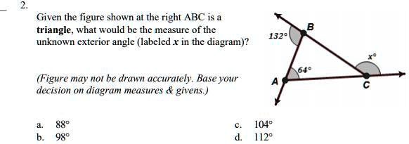 2. Given the figure shown at the right ABC is a triangle, what would be ...