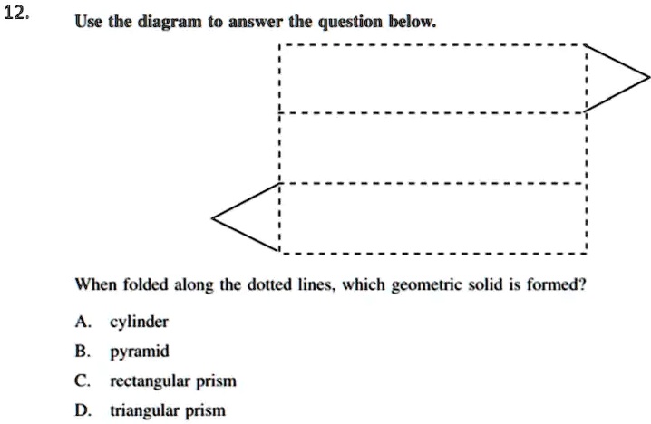 12. Use the diagram to answer the question below. When folded along the dotted lines, which ...