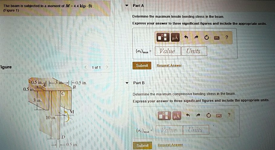 The beam is subjected to a moment of M = 4.4 kip·ft. (Figure 1) ? Part ...