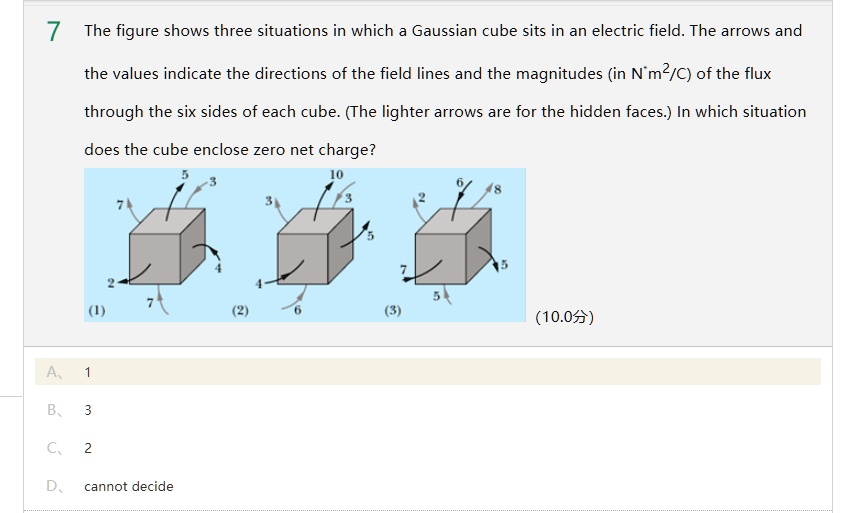 7 The figure shows three situations in which a Gaussian cube sits in an ...