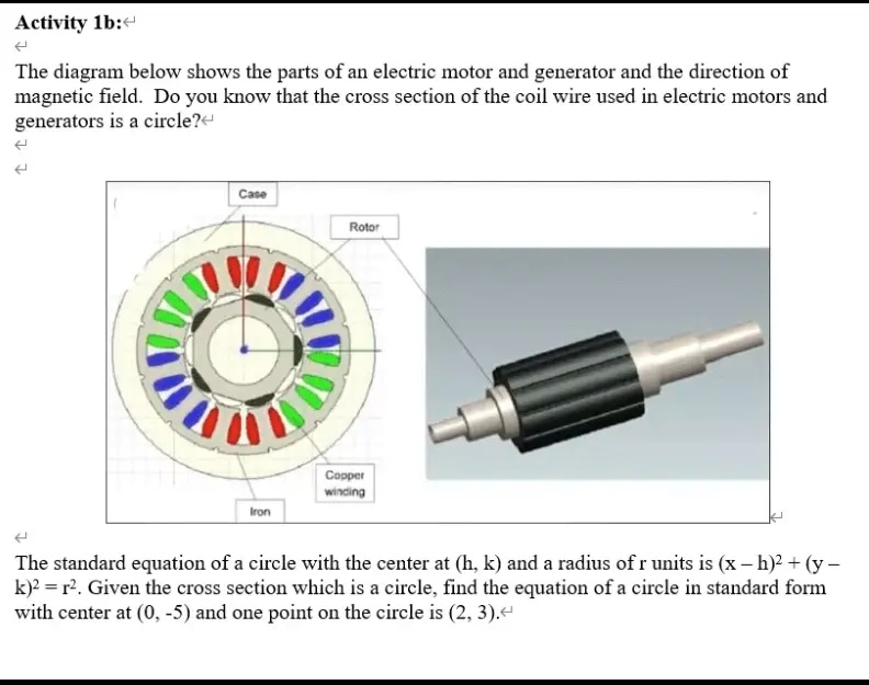 activity ibd the diagram below shows the parts of an electric motor and ...