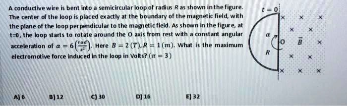 SOLVED: Text: A conductive wire is bent into a semicircular loop of radius R as shown in the ...