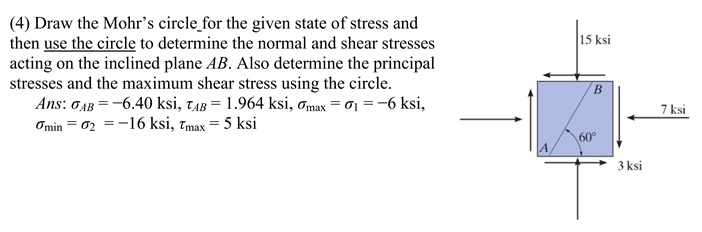 SOLVED: Draw the Mohr's circle for the given state of stress and then use the circle to ...