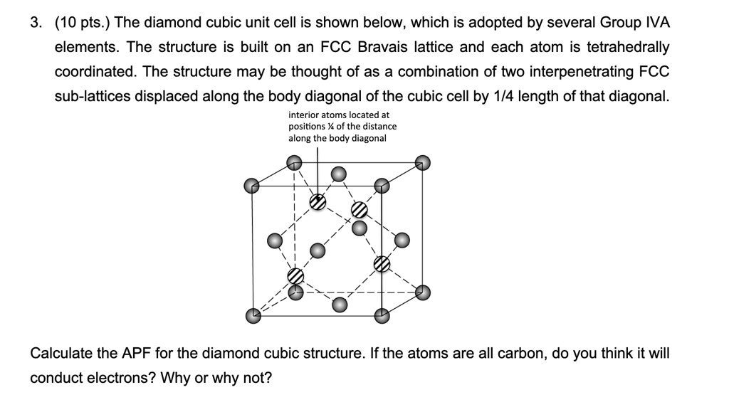 SOLVED: (10 pts ) The diamond cubic unit cell is shown below, which is ...