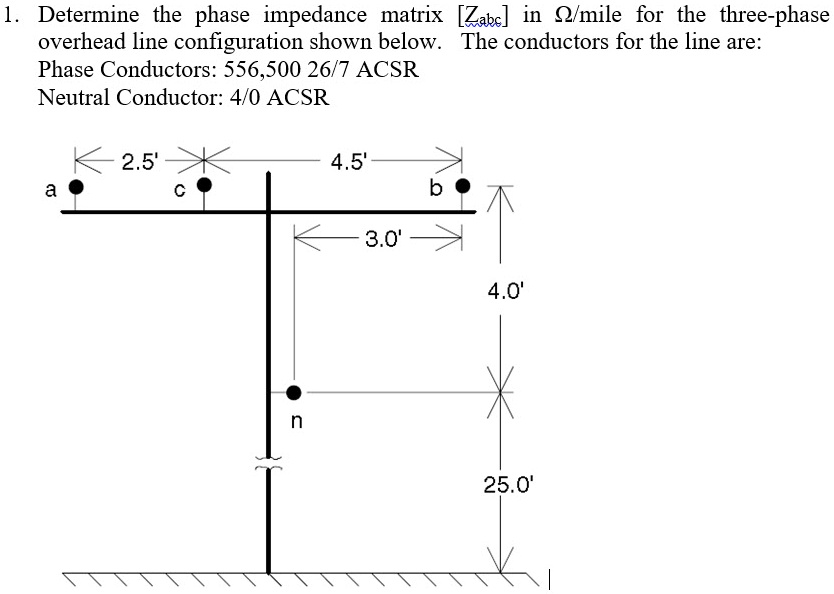 l determine the phase impedance matrix zake in qmile for the three phase overhead line ...