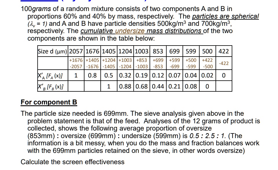 100grams of a random mixture consists of two components a and b in ...
