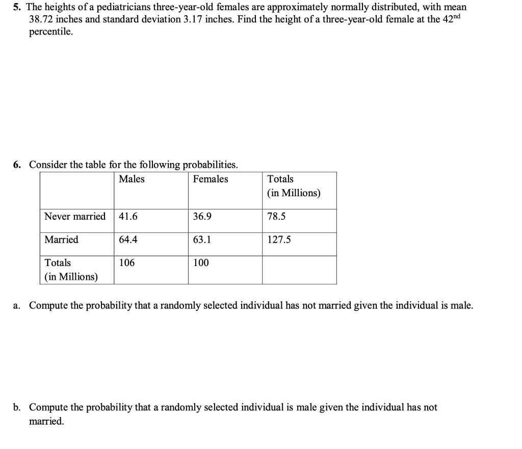 SOLVED: 5. The heights of a pediatricians three-year-old females are ...