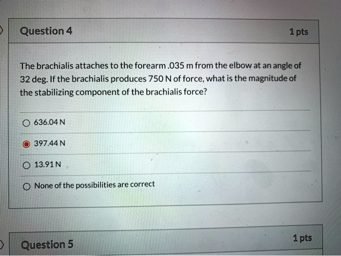 SOLVED: Question 4 1pts The brachialis attaches to the forearm .035 m ... SOLVED: Question 4 1pts The brachialis attaches to the forearm .035 m ...