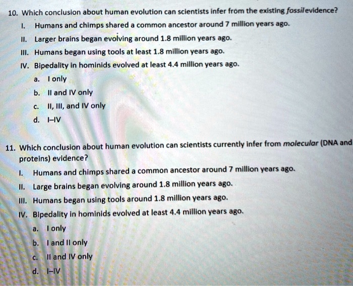 10 which conclusion about human evolution can scientists infer from the ...
