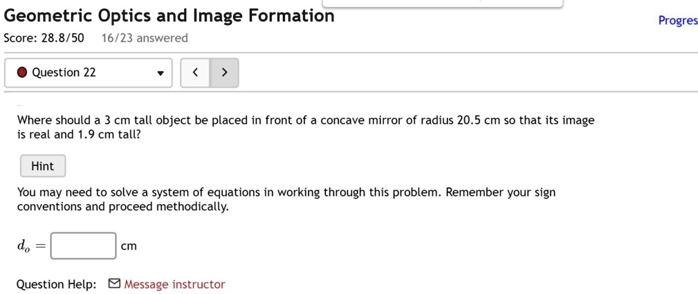 SOLVED: Geometric Optics and Image Formation Score: 28.8/50 16/23 ... SOLVED: Geometric Optics and Image Formation Score: 28.8/50 16/23 ...