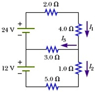 SOLVED: a. Sketch two closed loops in the circuit above. b. Using Kirchhoff’s rule, determine I1 ...