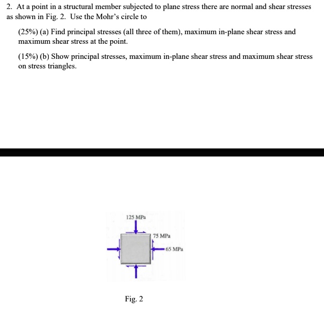 SOLVED: 2. At a point in a structural member subjected to plane stress ...
