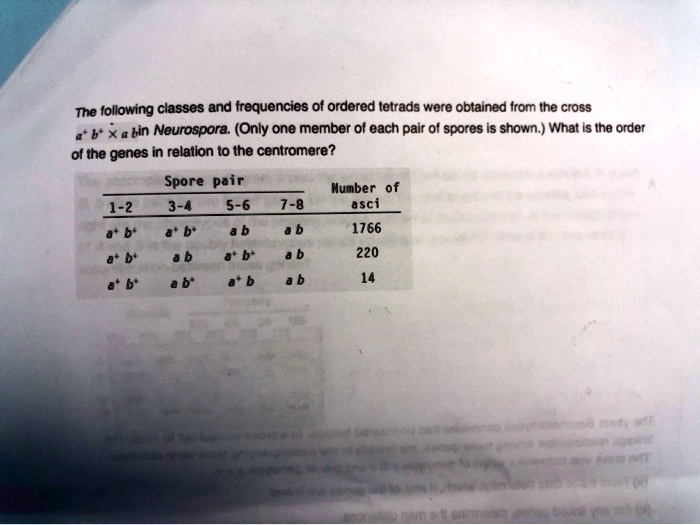 SOLVED: The following classes and frequencies of ordered tetrads were ...