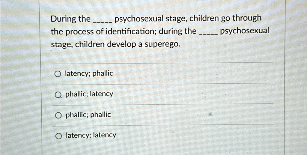 During the psychosexual stage, children go through the process of ...