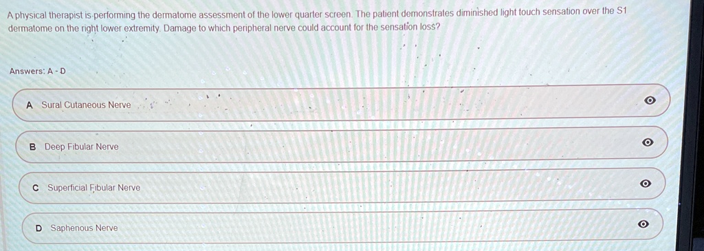 a physical therapist is performing the dermatome assessment of the ...