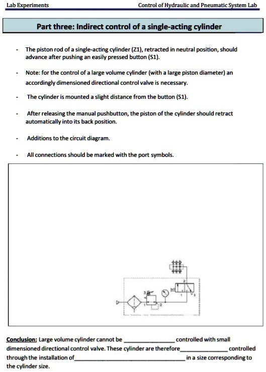 SOLVED: Lab Experiments Control of Hydraulic and Pneumatic System Lab ...