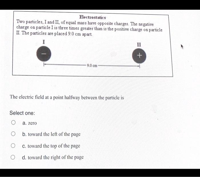 SOLVED: Electrostatics Two particles, I and II, of equal mass have ...