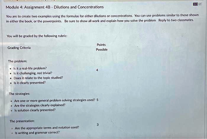 SOLVED: Texts: Module 4: Assignment 4B - Dilutions and Concentrations ...