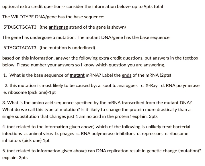 optional extra credit questions consider the information below up to pts total the wildtype ...
