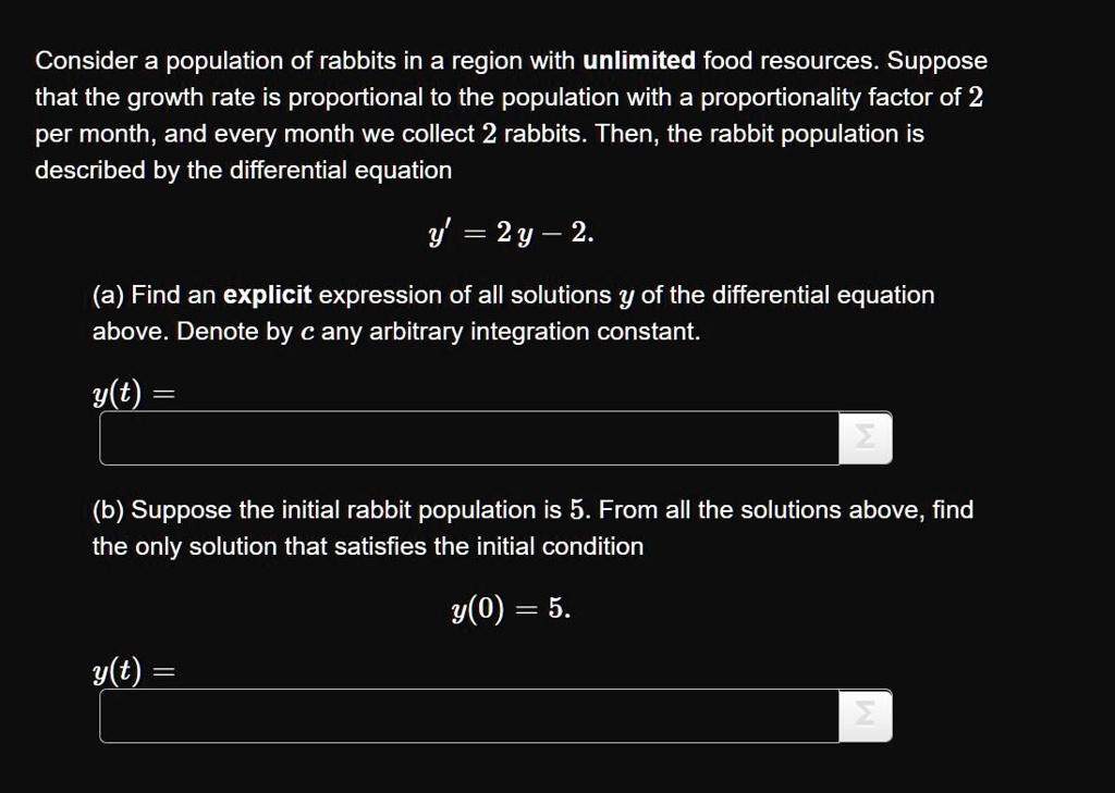consider a population of rabbits in a region with unlimited food ...