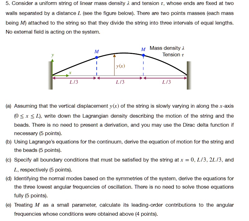 5. Consider a uniform string of linear mass density λand tension τ ...