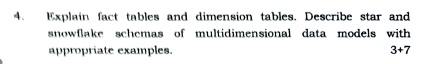 SOLVED: Explain fact tables and dimension tables. Describe star and ...