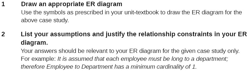 SOLVED: Please help with ER diagram and the assumptions. Draw an ...