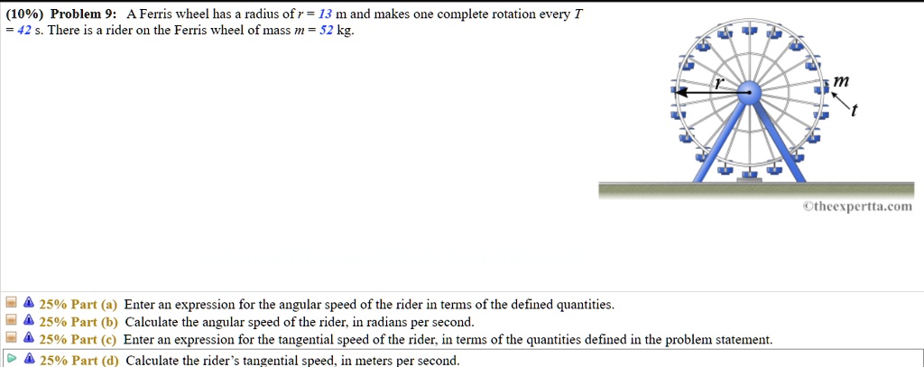 10 problem 9 a ferris wheel has radius ofr 13 m and makes one complete ...