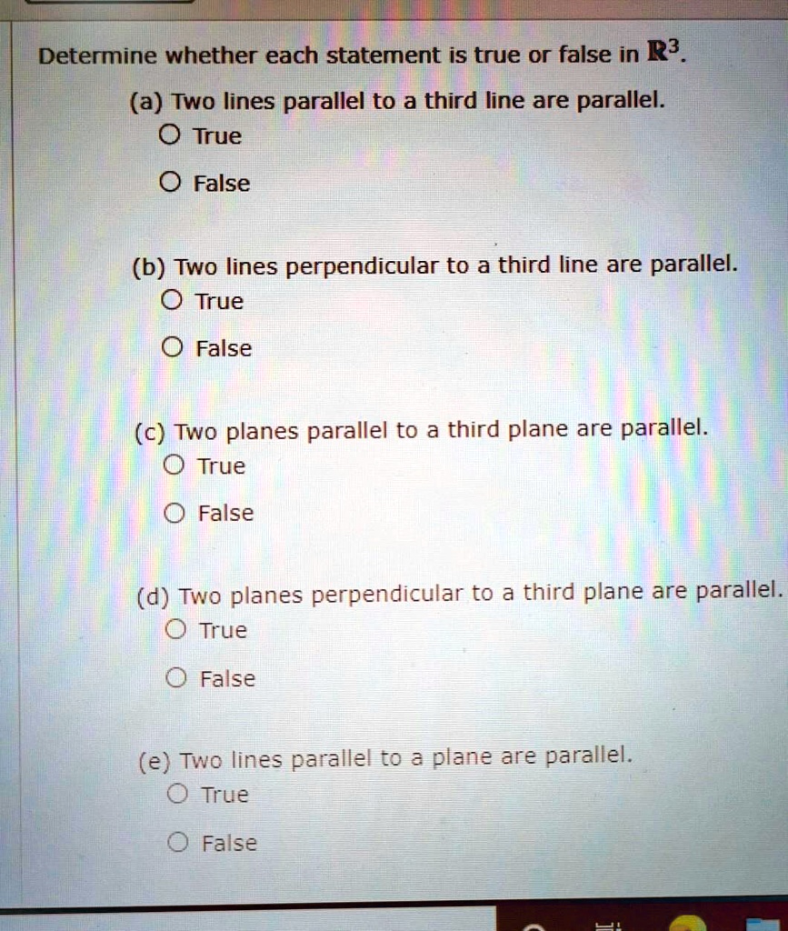 determine whether each statement is true or false in r a two lines ...