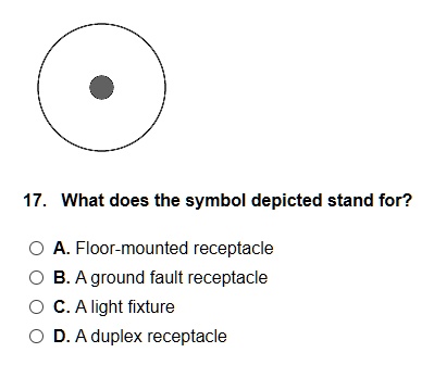 17 what does the symbol depicted stand for floor mounted receptacle b a ...
