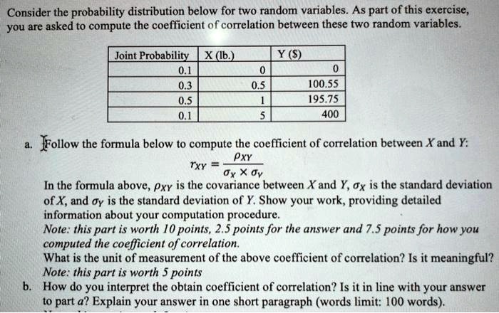 SOLVED: Consider the probability distribution below for two random ...