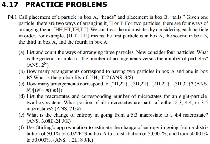 4.17 PRACTICE PROBLEMS P4.1 Call placement of a particle in box A, "heads" and placement in box ...
