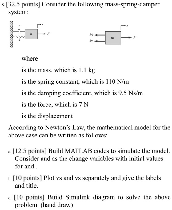 8. [32.5 points] Consider the following mass-spring-damper system: b X m F k bx kx 11 F where is ...