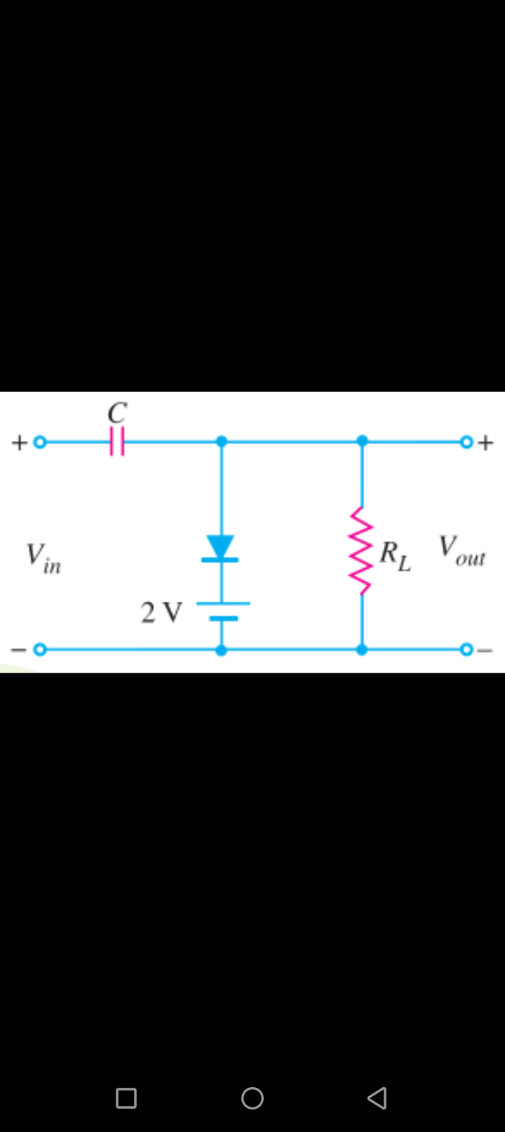 A circuit diagram is given with the following components: a capacitor ...