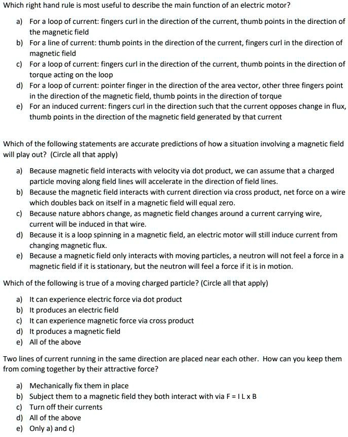 which right hand rule is most useful to describe the main function of ...