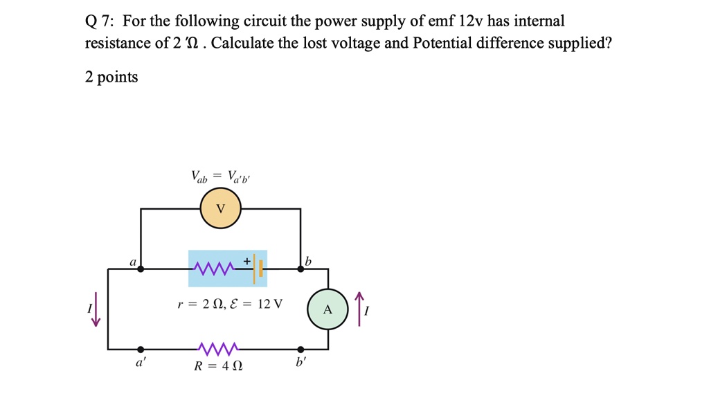 SOLVED: Q7: For the following circuit, the power supply of emf 12V has ...