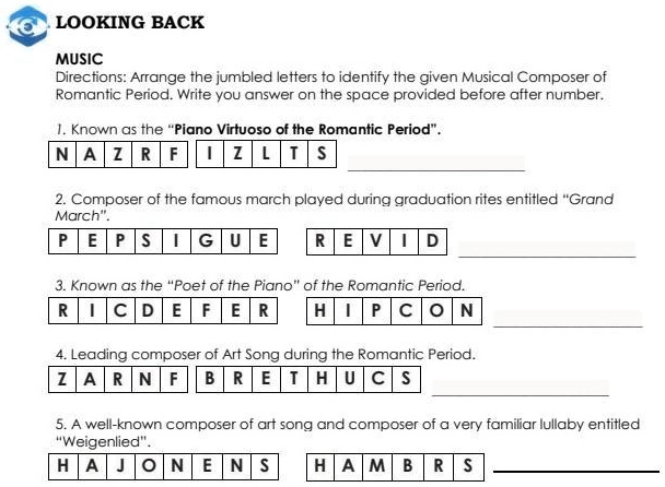 SOLVED: MAPEH MAPEH MAPEH MAPEH MAPEH MAPEH LOOKING BACK MUSIC ...