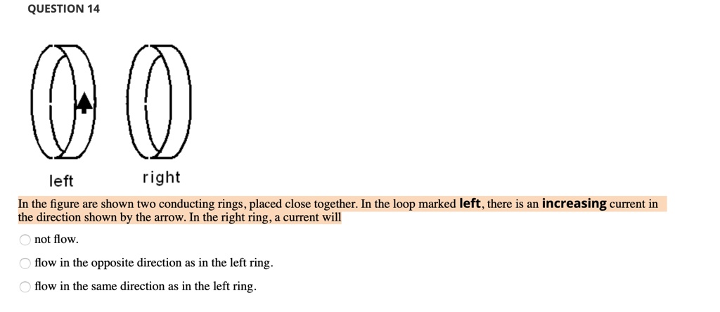 question 14 left right in the figure are shown two conducting rings ...