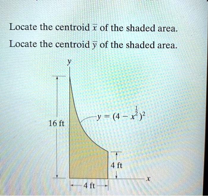 SOLVED: Please help. Locate the centroid of the shaded area. Locate the centroid of the shaded ...