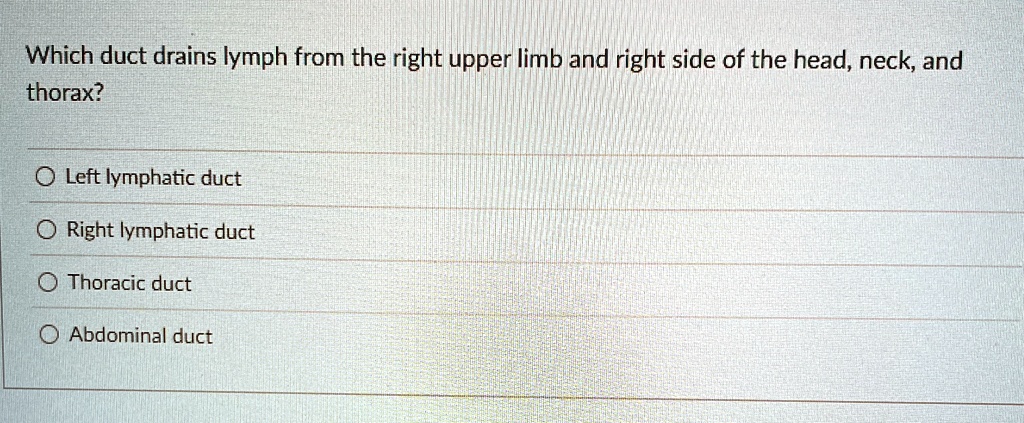 which duct drains lymph from the right upper limb and right side of the ...