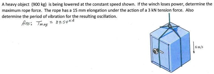 SOLVED: A heavy object (900 kg) is being lowered at the constant speed ...