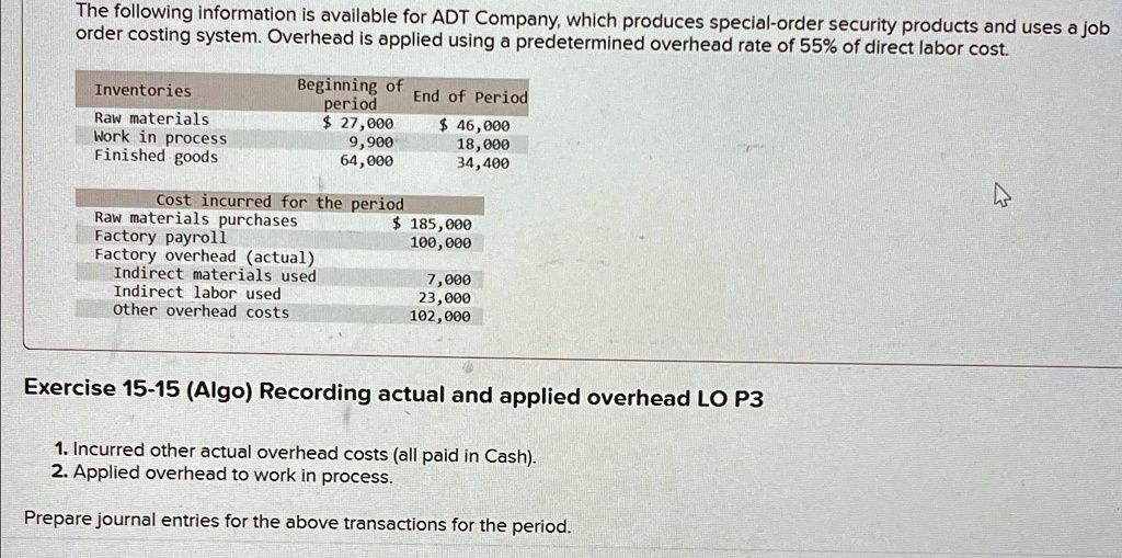SOLVED: The following information is available for ADT Company, which ...