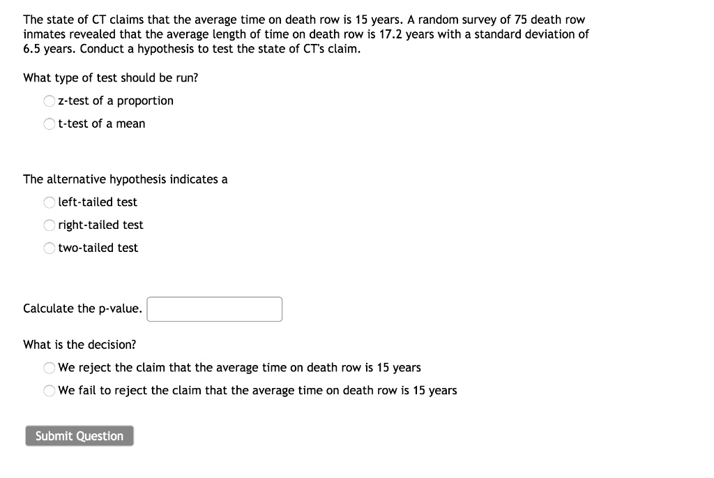 the state of ct claims that the average time on death row is 15 years a ...