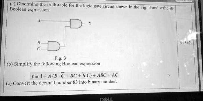 Solved Determine The Truth Table For The Logic Gate Circuit Shown In Figure 3 And Write Its