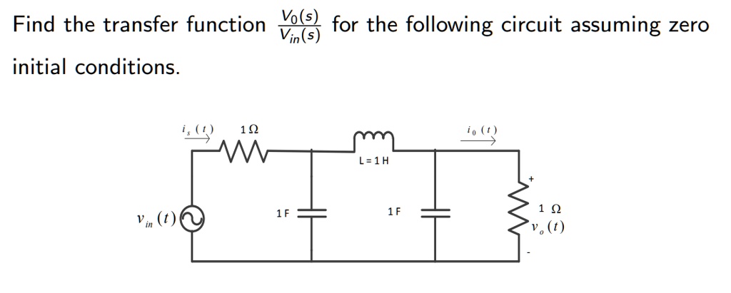 Find the transfer function V0(s)/Vin(s) for the following circuit ... Find the transfer function V0(s)/Vin(s) for the following circuit ...